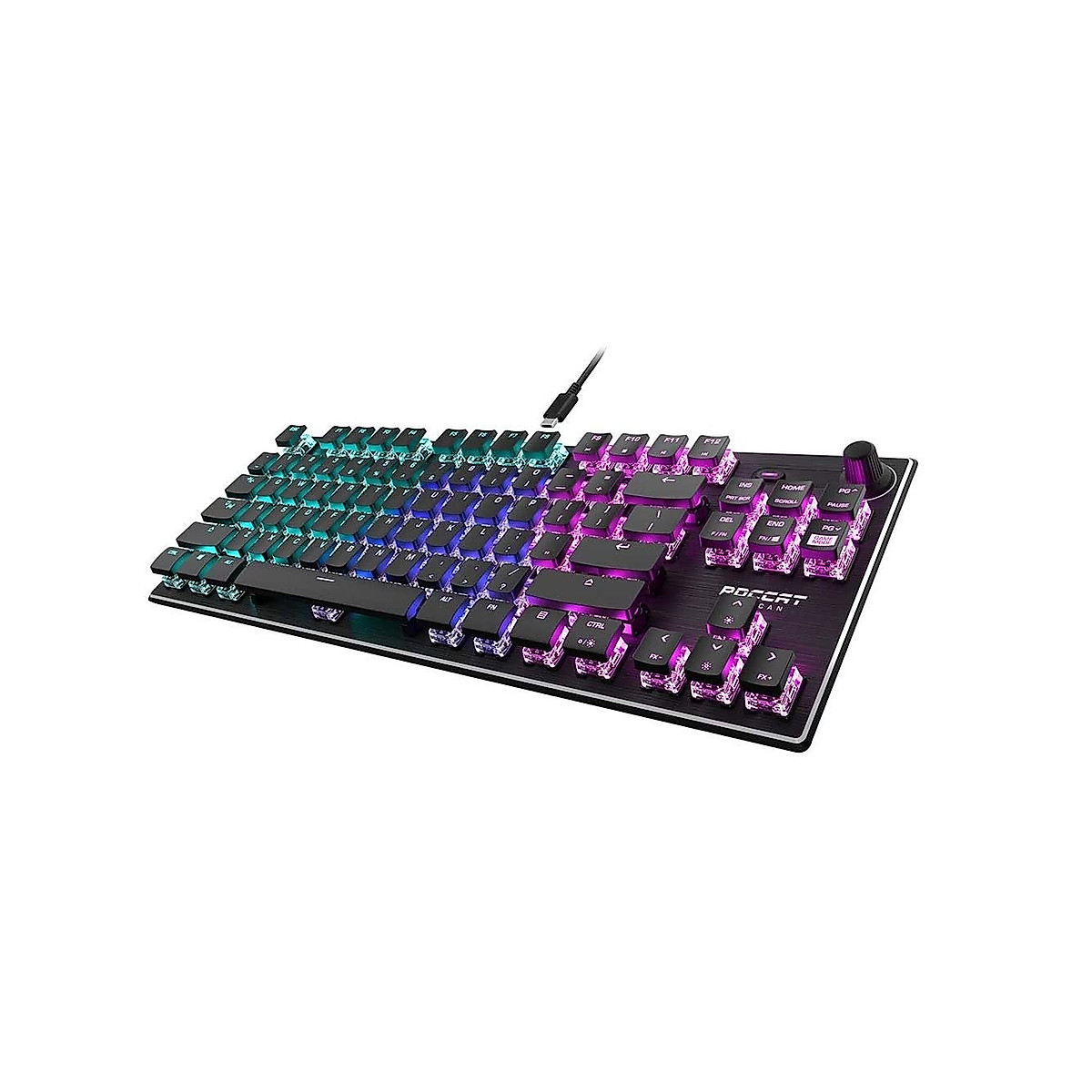 ROCCAT Vulcan TKL Linear PC Gaming Keyboard, Titan Switch Mechanical with Per Key AIMO RGB Lighting, Tenkeyless, Compact Design, Anodized Aluminum Top Plate, Detachable USB-C Cable, Black