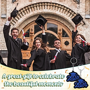 Batiyeer 60 Pieces Class of 2024 Graduation Keychains, Rubber Key Chains Grad Cap Charms Graduation Gifts (Gold, Black)