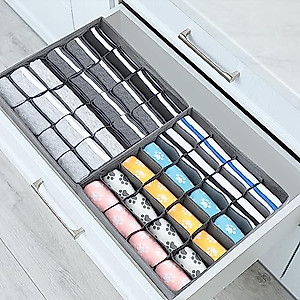 meekoo 12 Pack Sock Organizer for Drawer Underwear Organizer 24 Cell Sock Drawer Organizer Divider Foldable Cabinet Closet Organizers Underwear Drawer Organizer for Storing Socks Underwear Ties