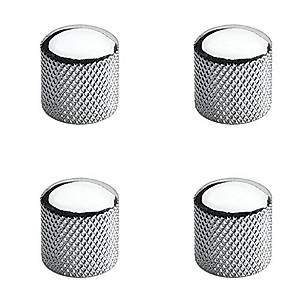 Musiclily Metric 6mm Metal Guitar Dome Knobs Volume Tone Control Knobs with Allen Keys Screw Set for Fender Telecaster Tele Electric Guitar Precision Bass, Chrome(4 Pieces)