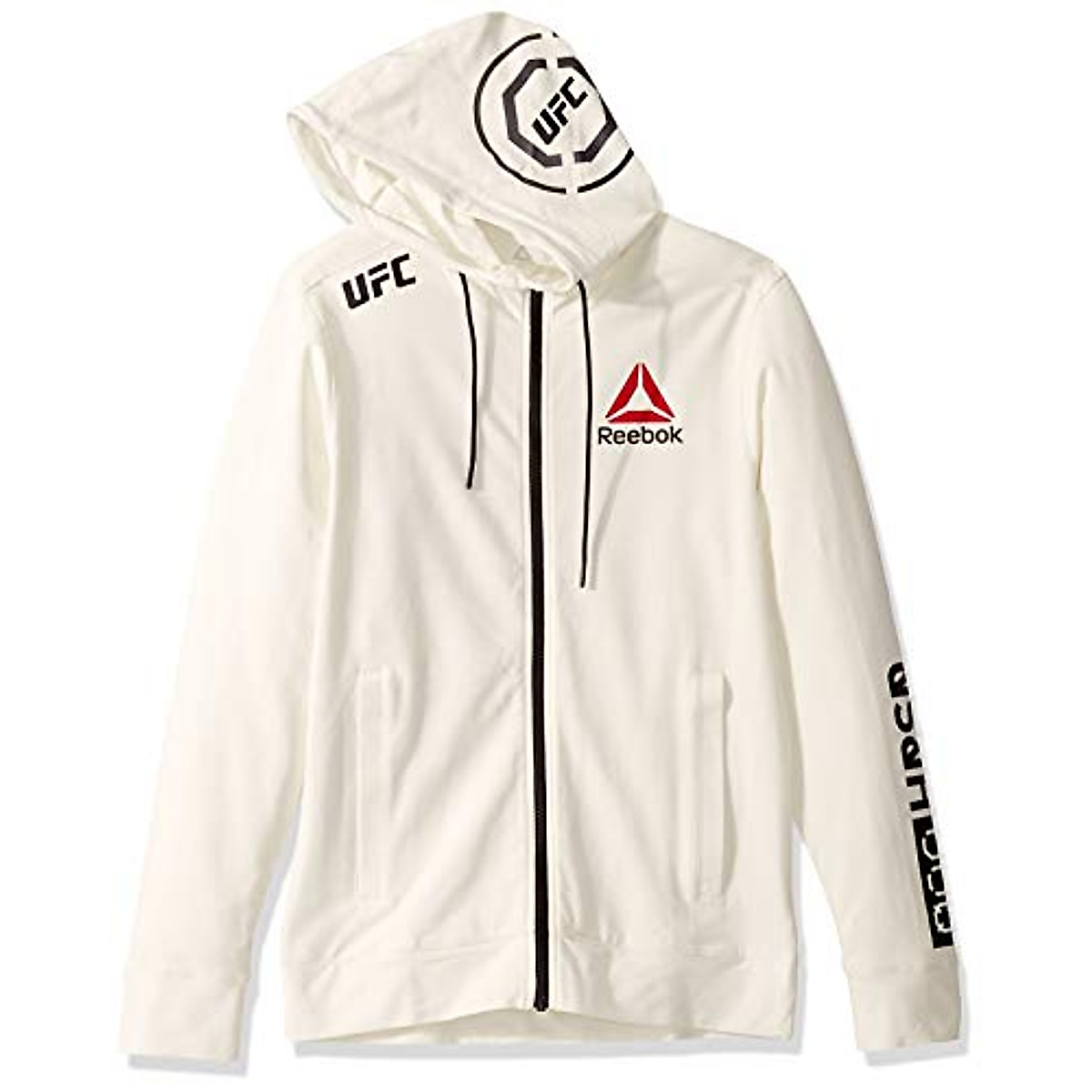 UFC Reebok Men's Walkout Hoodie, Chalk/Black, Large