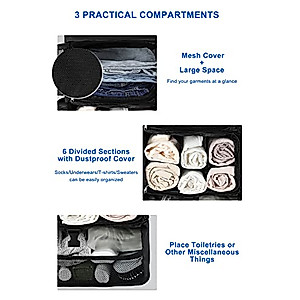 ELEZAY Hanging Packing Cubes Portable Closet 3-Shelf Travel Collapsible Compression Garment Organizer for Carry-on Luggage Suitcase Space Saver Bag XX-Large, Black