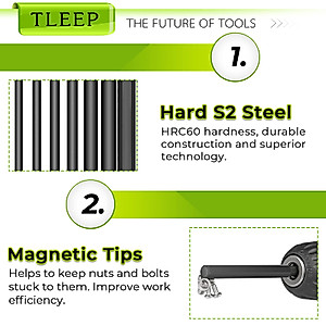 TLEEP 20 x Magnetic Power Nut Driver Set for Impact Drill, Extended 1/4" Hex Head Drill Bit Set SAE & Metric, 10 x 1/4 Inch Hex Head Allen Wrench Drill Bits Long 100MM, Metric 1.5mm to 12mm