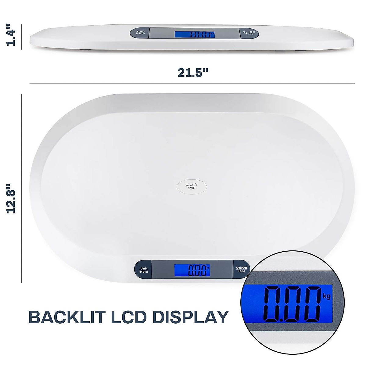 Smart Weigh Comfort Baby Scale, 44 Pound Capacity, 3 Weighing Modes, Accurate Digital Scale for Infants, Toddlers, and Babies