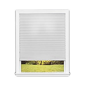 Redi Shade No Tools Easy Lift Trim-at-Home Cordless Pleated Light Filtering Fabric Shade White, 36 in x 64 in, (Fits windows 19 in - 36 in)