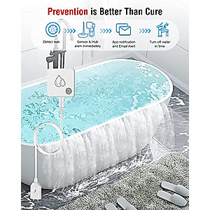 MOCREO SW2 Water Leak Detector Sensor with 95dB Alarm, Hub Required, No Subscription Fee, Home Wireless Flood Monitor for Basement, Laundry, Pipe Leakage, Sink Overflow