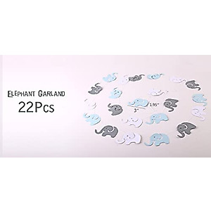 luckylibra Baby Shower Decorations For Boy, B-O-Y Transparent Balloon Boxes & Latex Balloons & It is a Boy Banners & Elephant Garland & Paper Lantern & Paper Flower Pom Poms （Grey Blue White ）