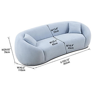FANYE Stylish Curved Sofa Couch Comfortable Teddy Wool Upholstered Sofa&Couch for 4-5, Mid-Century Modern Living Room Sofá Oversized Beautiful Indoor Sofá&Couch, Easy to Assemble