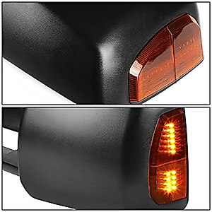 Right Side Black Power Heated Glass Telescoping w/Amber LED Signal Light Side Towing Mirror Compatible with Tundra 07-16