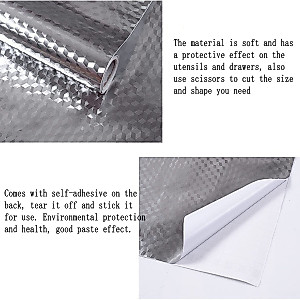 1 Roll Kitchen Sticker Wallpaper, Kitchen Sticker Self Adhesive Kitchen Foil Sticker Oil and Waterproof Cooktop Sticker Suitable for Cabinet countertops and Drawer Liner Shelves. 15.7x118in