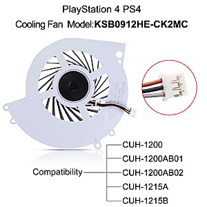 YEECHUN PS4 CPU Cooling Fan Replacement for Sony PlayStation 4 CUH-12XX CUH-1200 CUH-1200AB01 CUH-1200AB02 CUH-1215A CUH-1215B KSB0912HE-CK2MC + Full Tools