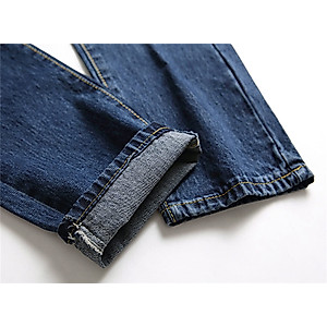 Men's Lightweight Hip Hop Jeans Ripped Straight Leg Washed Denim Jeans Vintage Stretch Distressed Jean Pants (Dark Blue,30)