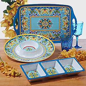 Certified International Palermo Melamine Platter Set, Multicolor, Large, 2 Piece