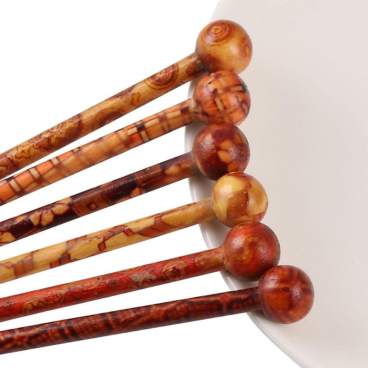 6 Pieces Wood Hair Sticks Japanese Hair Chopsticks for Hair Pins for Women Long Handmade Craft 13cm