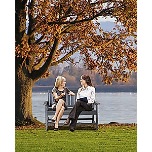 Restcozi Outdoor Bench, 49" HDPE Patio Garden Bench with Armrests Weatherproof Porch Bench for Outdoors Lawn Yard Porch