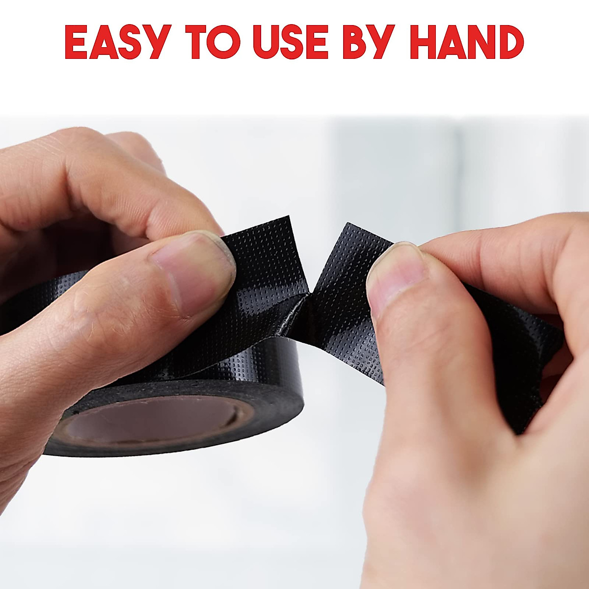 Autrends Mini Duct Tape, 1" x 10 yd Travel Size Duct Tape 1 Pack, Small Roll, Waterproof, Emergency Kit, Multi-Purpose, Tear by Hand for Indoor Outdoor Use, Repairs, Black