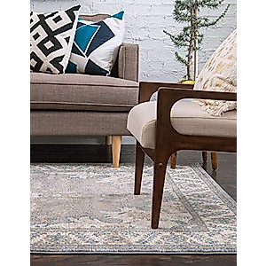 Unique Loom Salzburg Collection Classic Traditional Design Oriental Inspired Border Area Rug, 9 ft x 12 ft, Gray/Beige