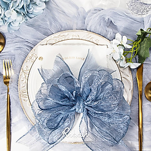 Ribbli Dusty Blue Crinkled Wired Ribbon 2.5 Inch with Metallic Wavy Christmas Ribbon for Cristmas Tree Topper Bow Wreaths Swags Gift Wrapping Wedding Decoration-Countinuous 10 Yard