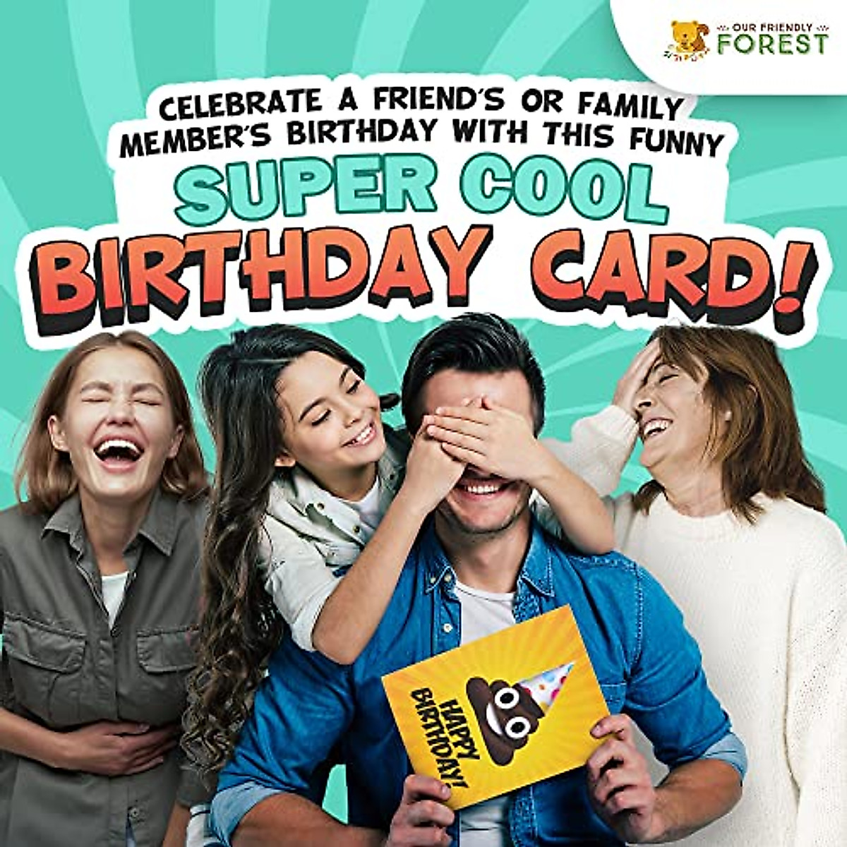 Plush Happy Birthday Card – Plays & Sings a Hilarious Version of the Happy Birthday Song - Lights Up in Sync to Music - 3D Pop Up Birthday Card Funny Birthday Card for Men, Women & Kids