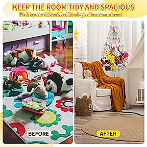 Large Stuffed Animal Net or Hammock, Stuffed Animal Hammock for Hanging, Corner Toy Hammock for Stuffed Animals, Stuffed Animal Storage for Bedroom Nursery Kids Room(Cream)