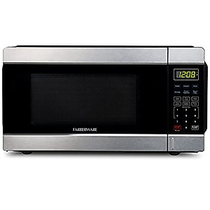 Farberware Countertop Microwave 1000 Watts, 1.1 cu ft - Microwave Oven With LED Lighting and Child Lock - Perfect for Apartments and Dorms - Easy Clean Stainless Steel