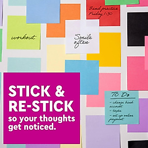 Post-it Super Sticky Notes, 3x3 in, 5 Pads, 2x the Sticking Power, White, Recyclable(654-5SSW)