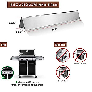 QuliMetal 65054 Warming Rack, 304 Stainless Steel Flavor Bars and 304 Stainless Steel Grill Burner for Weber Genesis 300 Series (2011-2016)