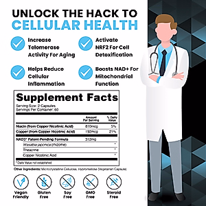 HPN Supplements NAD3 NAD+ Booster | Size 2 Month Supply | Clinically Proven & Independently Tested - Metabolic Repair | 312 mg/ Serving - 120 Capsules