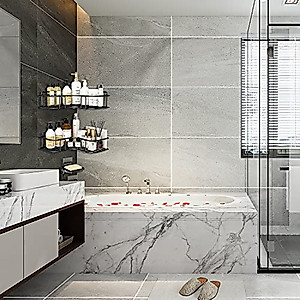 Txxplv Corner Shower Caddy, Shower Organizer with Soap Holder, Adhesive Rust Proof Shower Shelf, Shower Storage Basket Rack Shampoo Holder Organizer Shower Accessories