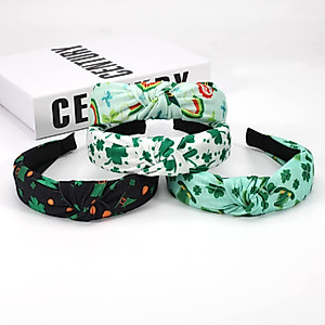 Ardorchid 4 Pack St Patrick's Day Headbands Irish Green Shamrock Hair Accessories for Women Girls Gifts Wide Knot Turban Celebration Party Hairbands