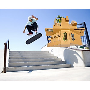 Skate Park Kit, Finger Skateboard Ramp Set -1 Finger Bike -3 Finger Skateboards -1 pair of skates and 8PCS Skate Parks for Finger Skateboard Ultimate Parks Training Props and Finger Toys