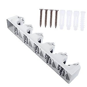 GLSTOY Mop Rack Mop Storage Shelf Broom Hanger Wall Mount Broom Holder Cleaning Tools Organizer Toilet Brush Holder Cleaning Tool Hooks Mop Organizer Clip Broom Storage Hanger Hooks Grey
