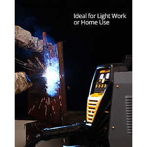 DEKO Digital 200A MIG/MMA Welder, SYNERGIC DC Inverter Welding Machine,110V/220V Fully Digitally Control with Wire Brush,Earthing Cable,Electrode Holder,Welding Gun,Digital Panel