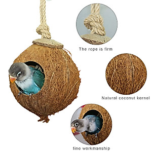SLDHFE Coconut Bird Nest Hut,Natural Coconut Shell Bird Nest House,Coconut Bird Shell Breeding Nest for Hamster,Bird Cage Accessories,Pet Bird Supplies
