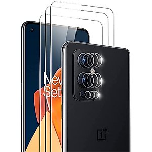 YRMJK 3+3 Compatible OnePlus 9 Screen Protectors + Camera Lens Protectors, 3D Full Coverage 99% HD Clarity 9H Premium Tempered Glass Compatible OnePlus 9
