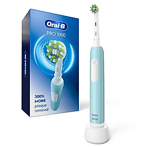 Oral-B Pro 1000 Rechargeable Electric Toothbrush, Turquoise with Pressure Sensor, 3 Modes
