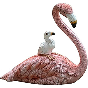Pink Flamingo and Egret Garden Statues Sculptures, Mini Pink Flamingo Lawn Ornaments Tabletop Statue Resin Birds Yard Art Outdoor Statue, for Home, Bookshelf Patio