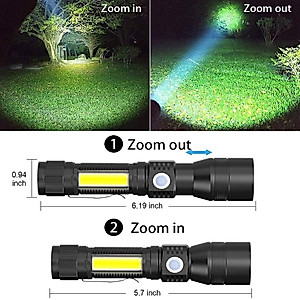Karrong UV Flashlight Rechargeable, Black Light Flashlights, 2000lm Pocket-Sized LED Torch with Clip, Water Resistant, 7 Modes for Pet Clothing Detection/Emergency/Camping 2pack
