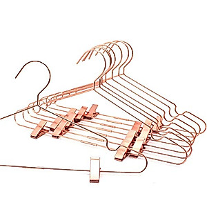 10Pack Koobay 17" Metal Hook Wire Rose Gold Copper Hangers with Clips Clothes Stroage Coat Hangers