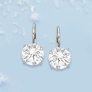 Ross-Simons 13.00 ct. t.w. Round CZ Drop Earrings in Sterling Silver