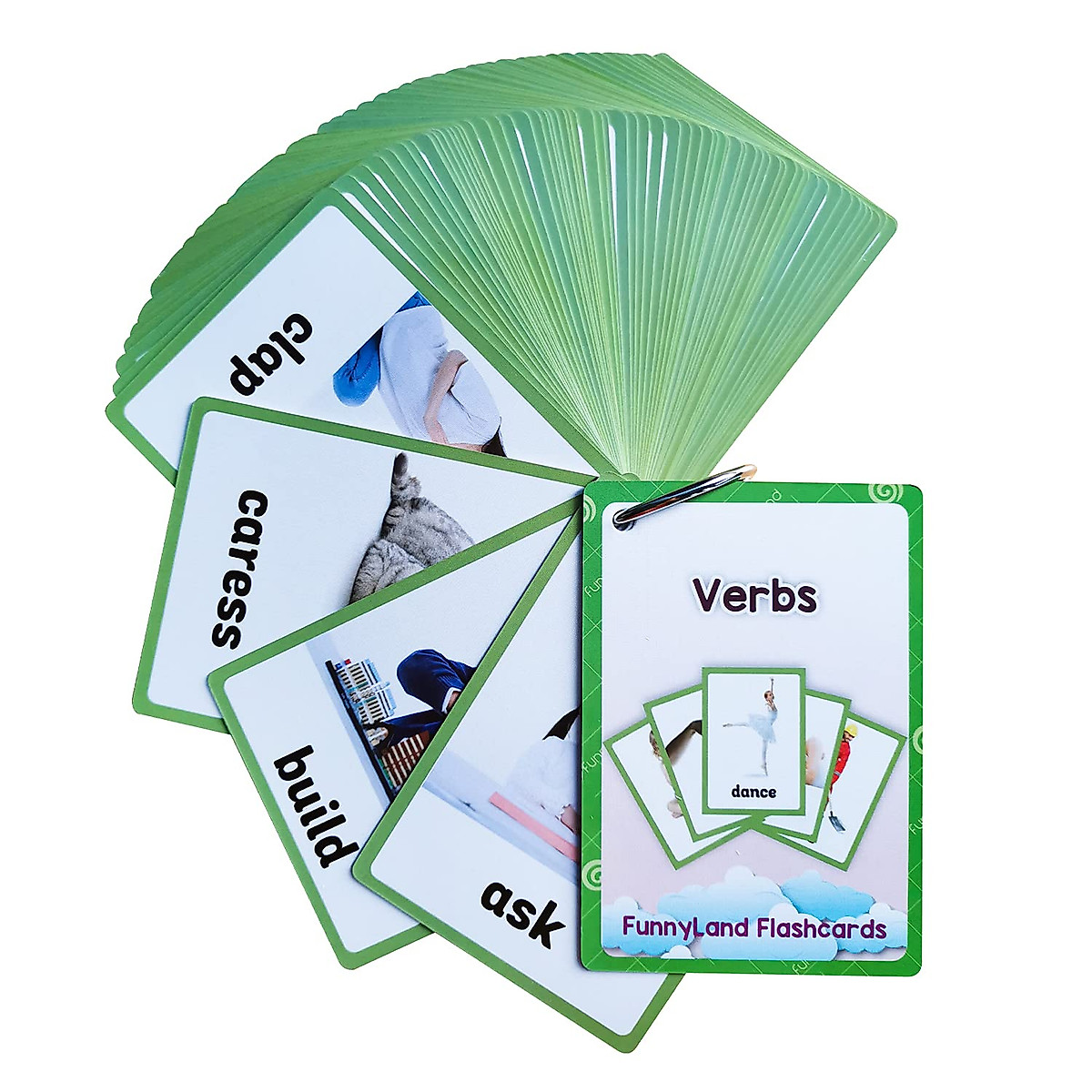Lilias Verbs/Adjectives/Prepositions Flash Cards, English Words Learning Pocket Card for Toddlers, Toddler Learning Toys, Learning Supplies for Kindergarten Preschool, 3 Themes Set