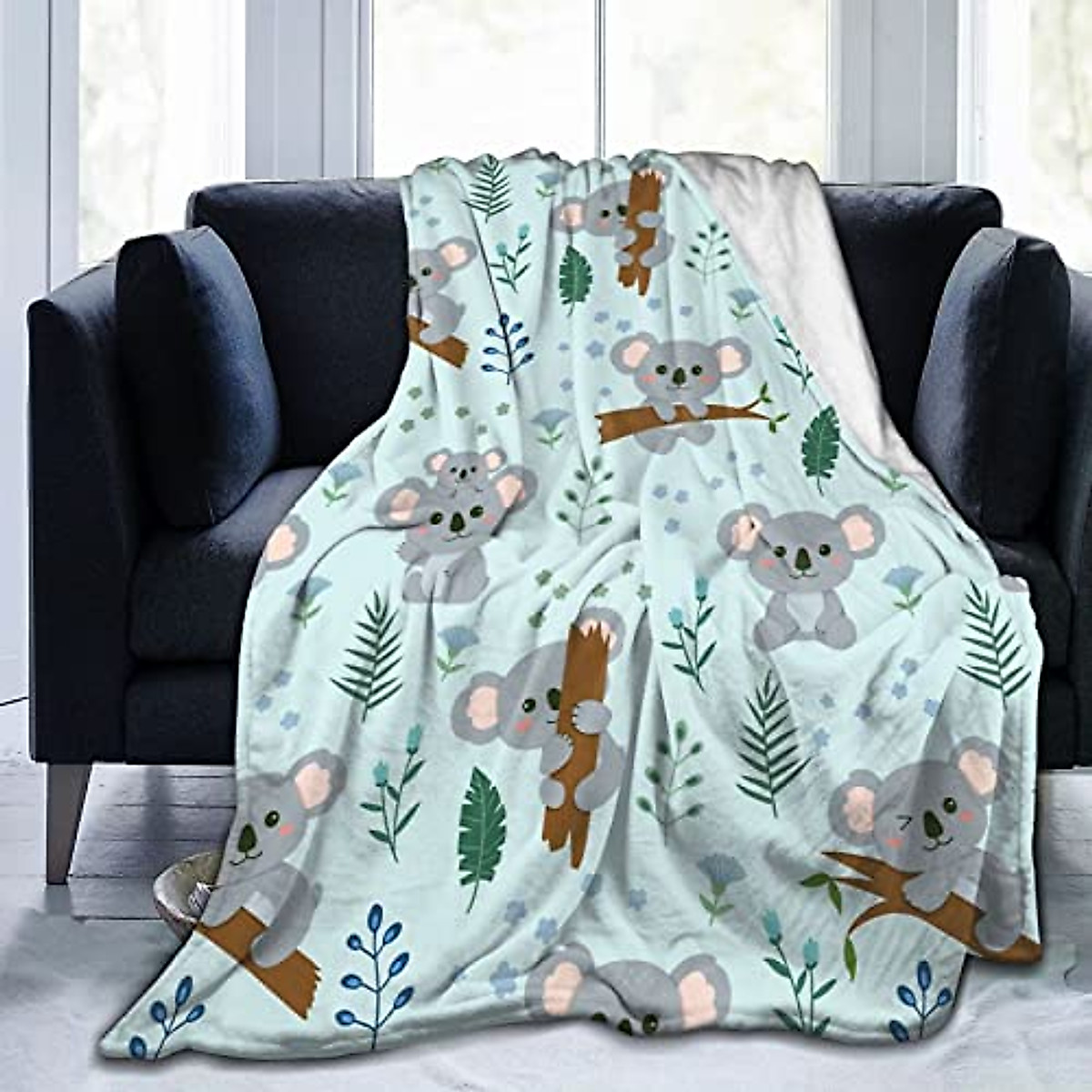 Hmklpi Koala Blanket Ultra Plush All Season Lightweight Cozy Flannel Throw Blanket for Bed Chair Car Sofa Couch Bedroom 50"x40"