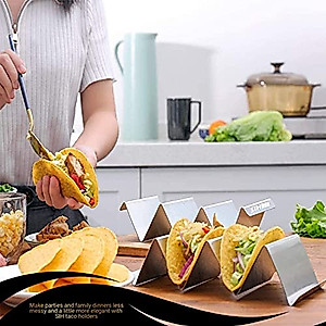 SIH Taco Holders –Taco Holders Set of 4, Oven and Grill Friendly Metal Taco Holder Stand - Dishwasher Safe and Easy to Use Taco Racks (4x8″)