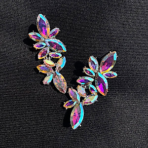 ASTRUE Rhinestone Iridescent Stud Earrings,Candy Color Dangle Drop Earrings for Women in Party Office Gift Fashion Accessory