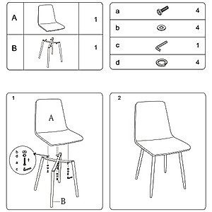 CangLong Set of 4, Kitchen Fabric Cushion Seat Back, Modern Mid Century Living Room Side Metal Legs Dining chair, Grey