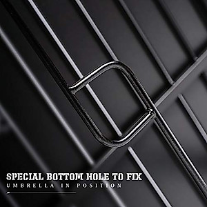 SOLAURA Outdoor Dining Table, 60" x 38" Patio Metal Steel Slat Table for 6-Person with 1.57" Umbrella Hole, for Gardens or Backyards, Black