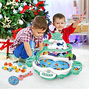 Eapura Fish Game| 3in1 Fishing Game Toys for Kids,34 PCS Fish Games Toys for Kids,Story-Toddler Preschool Learning Toys STEM Toys