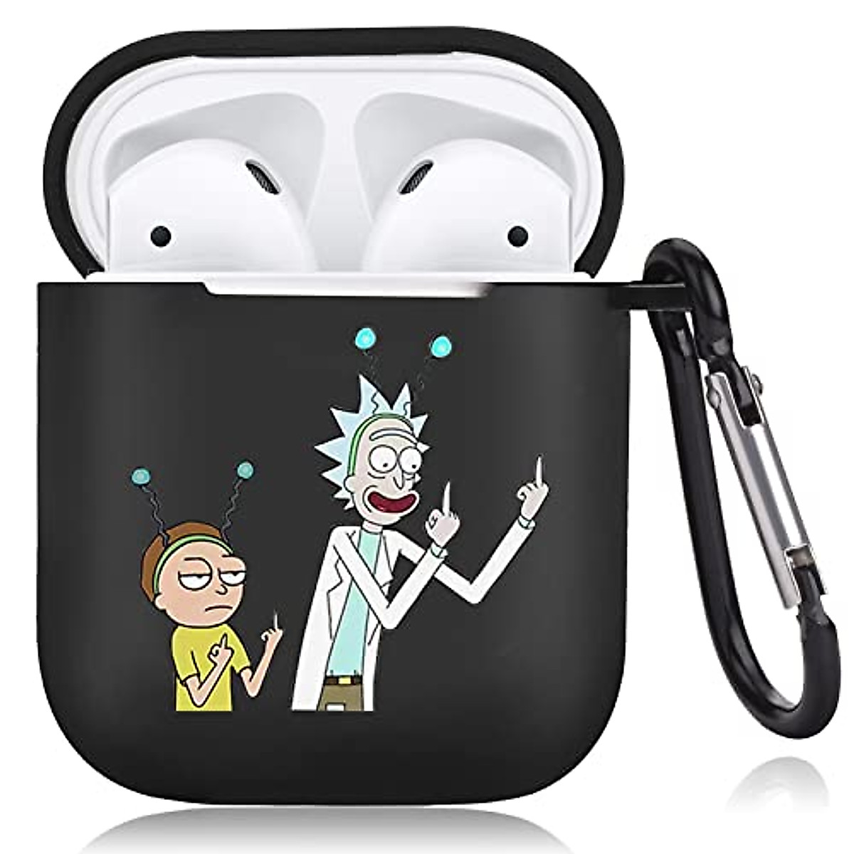 Cute AirPods Case with Keychain, Soft Funny Cartoon Protective TPU Cover Compatiable with AirPods 2nd & 1st Generation Case