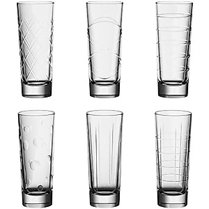 Fifth Avenue Crystal Medallion Shot Glasses Set of 6, 2.2 oz, Durable Shot Glasses Bulk, Etched Patterns, Textured Glass Cups, Small Whiskey Shot Glasses for Vodka, Tequila, Liquor, and Espresso