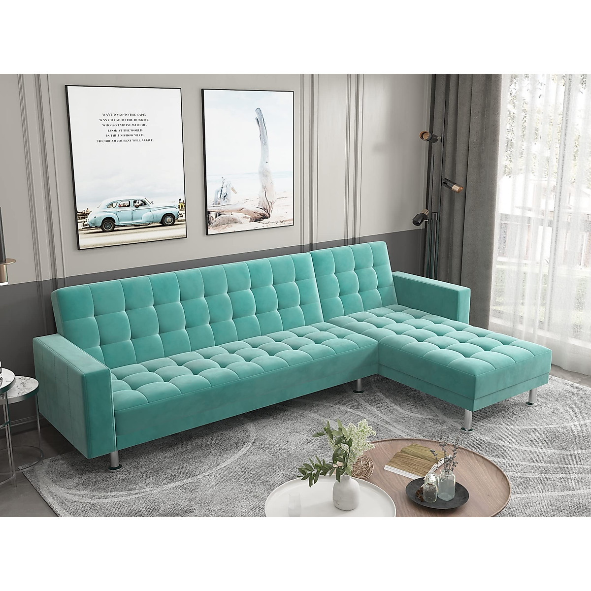 Gold Sparrow Houston Sectional, Aqua